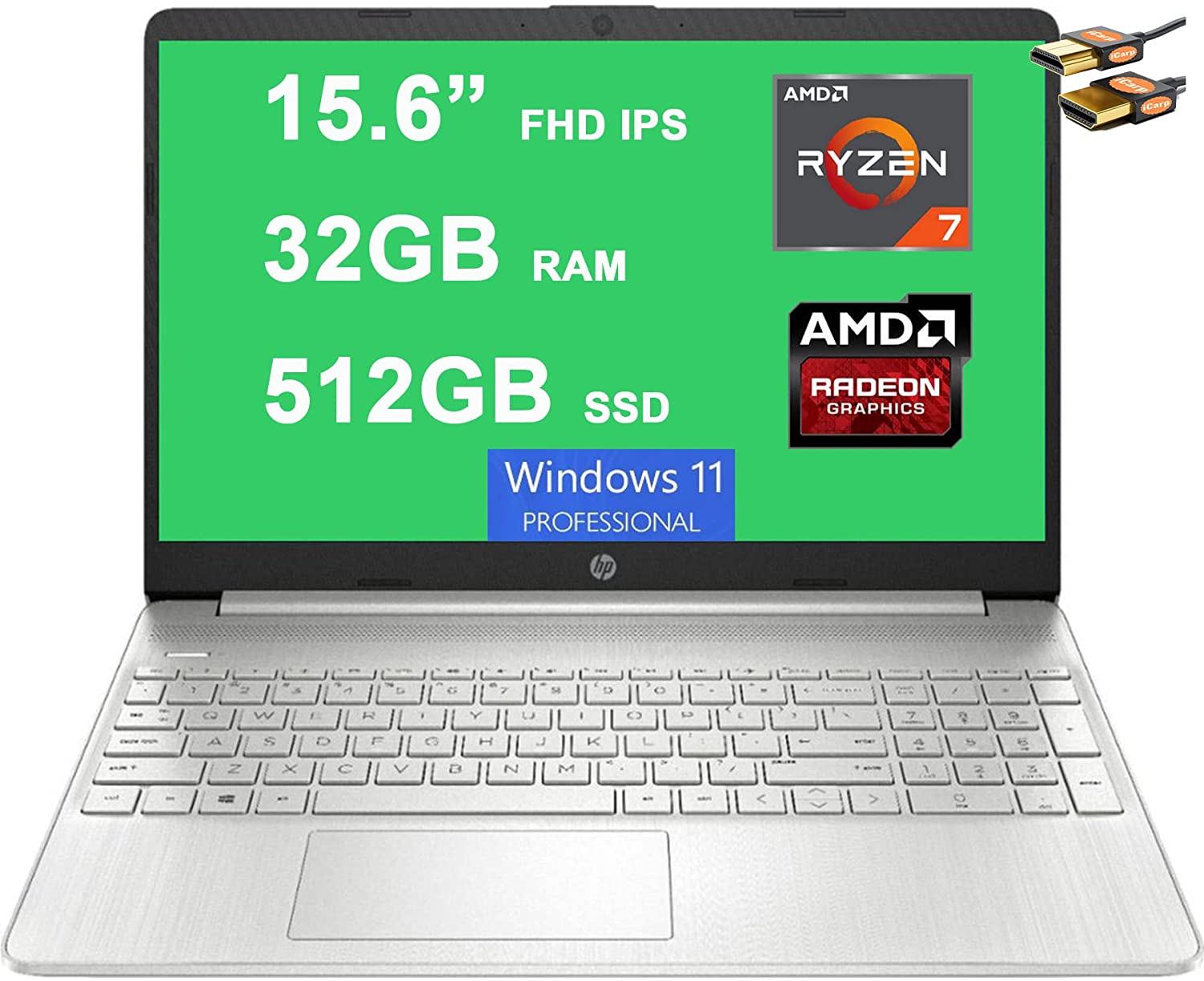 HP 15 - Ryzen 7 4700U · RX Vega 7 15W · 15.6”, Full HD (1920 x 1080 ...