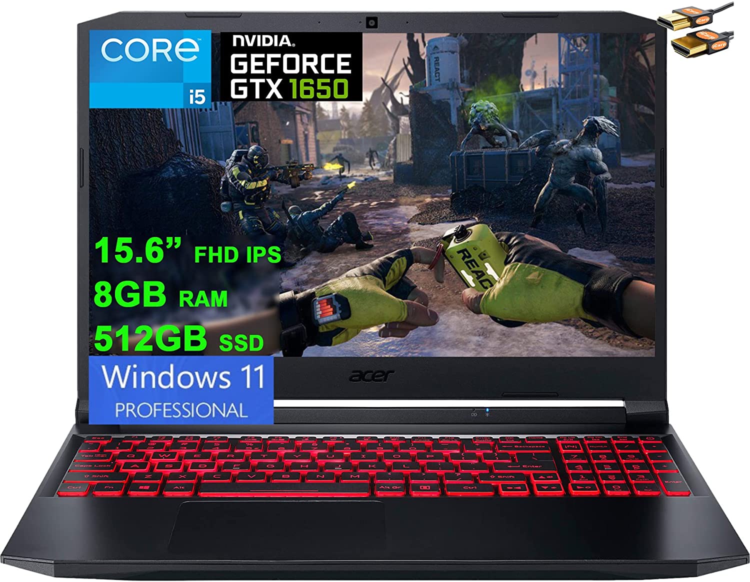 Acer Nitro 5 - i5-11400H · GTX 1650 · 15.6”, Full HD (1920 x 1080), 144 ...