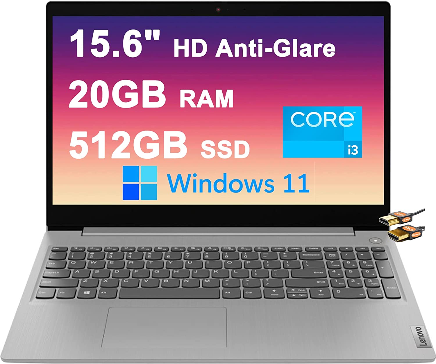 Lenovo IdeaPad 3 15 - i3-1115G4 · UHD Graphics Xe G4 · 15.6”, HD (1366 x 768), TN · 512GB SSD ...