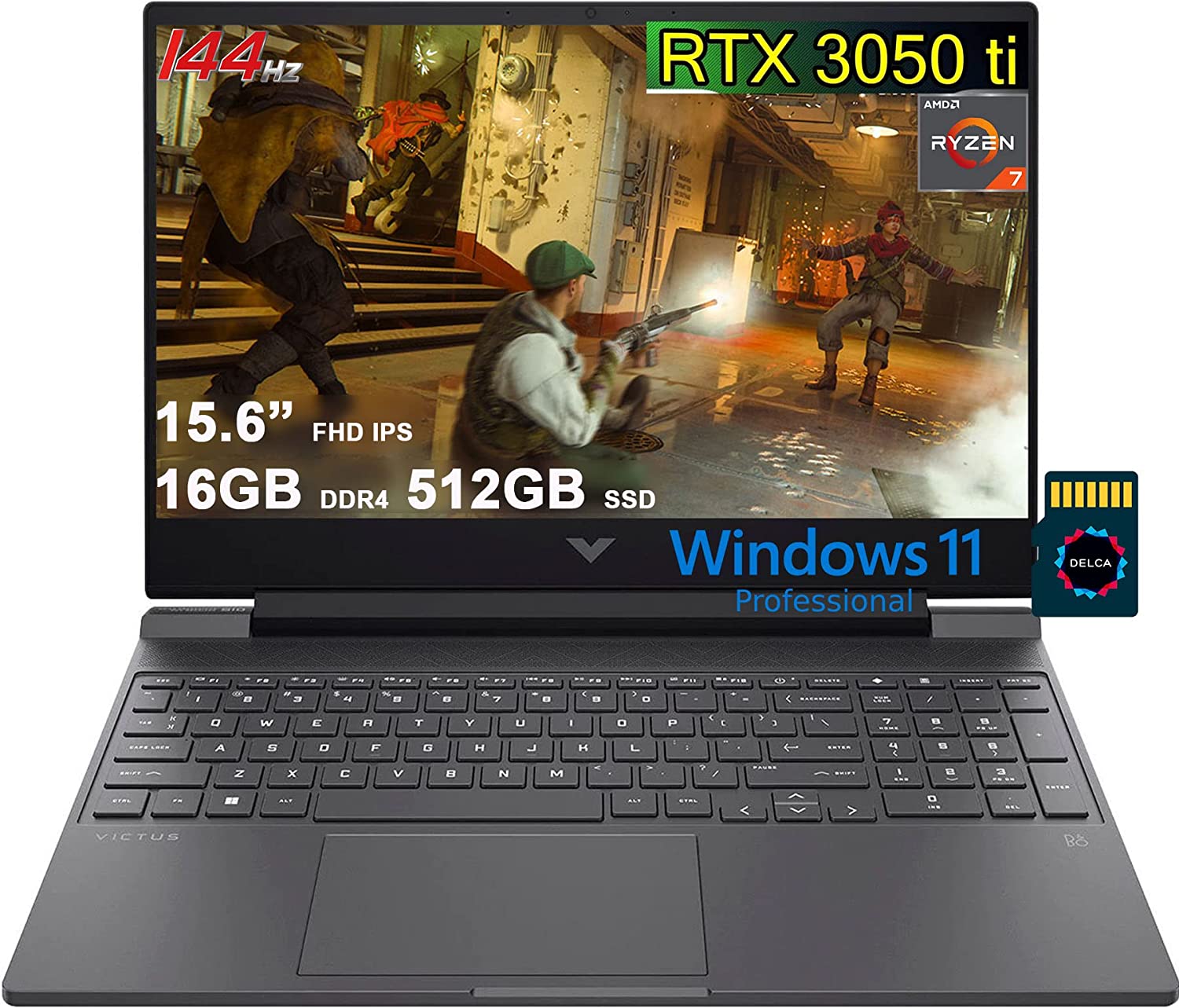 HP Victus 15 - Ryzen 5 5800H · GeForce RTX 3050 Ti (Laptop) · 15.6”, Full HD (1920 x 1080), 144 ...