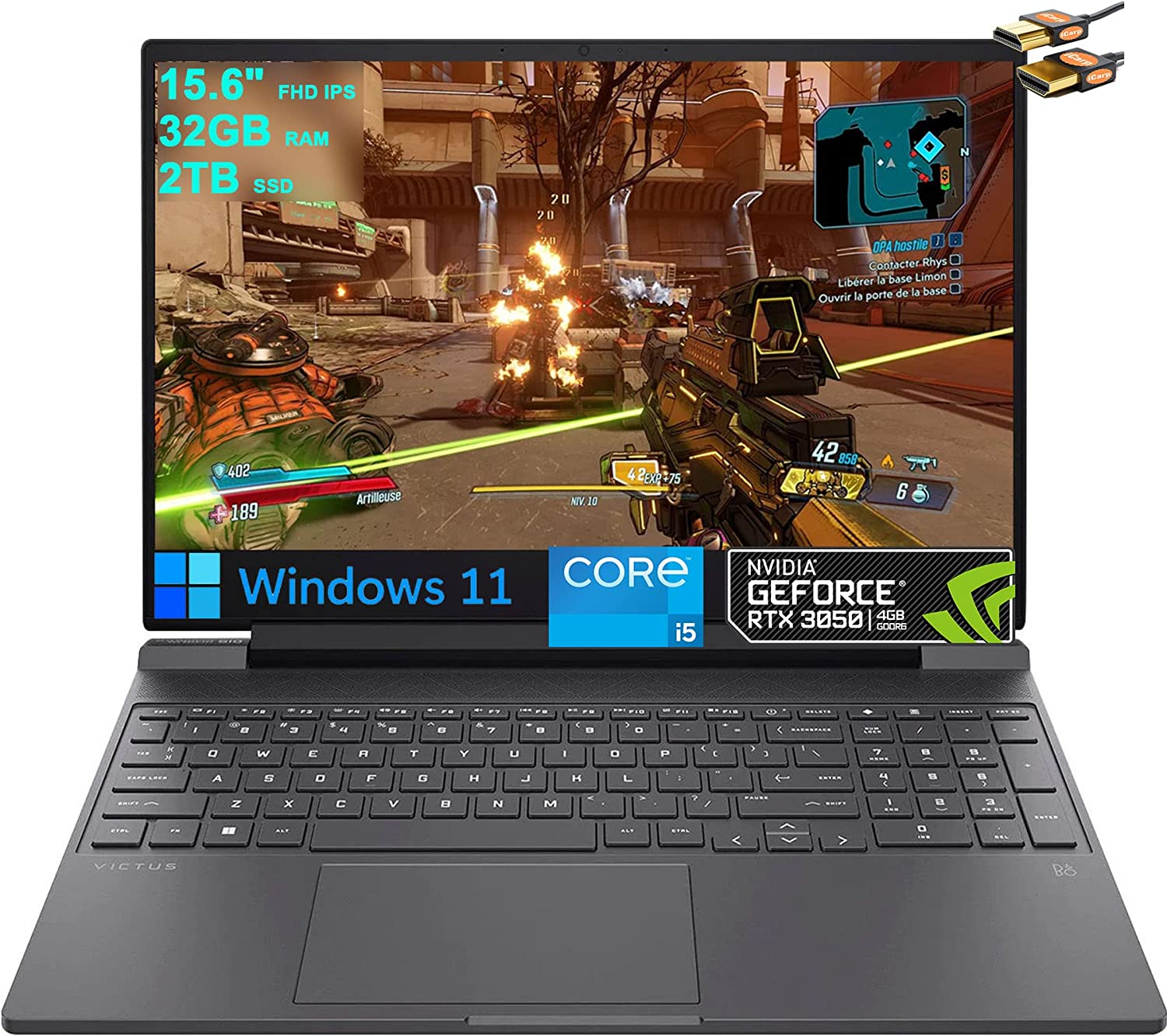 HP Victus 15 - i5-12500H · rtx 3050 · 15.6”, Full HD (1920 x 1080), IPS · 2TB SSD · 32GB DDR4 ...