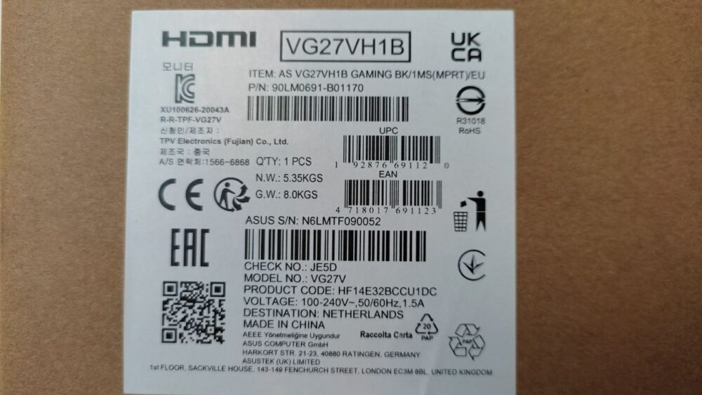 ASUS TUF Gaming VG27VH1B monitor - Specs, Pros / Cons: Purely For ...